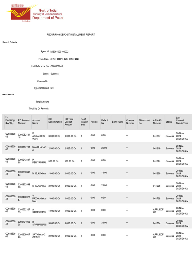 Recurring Deposit Installment Summary | PDF