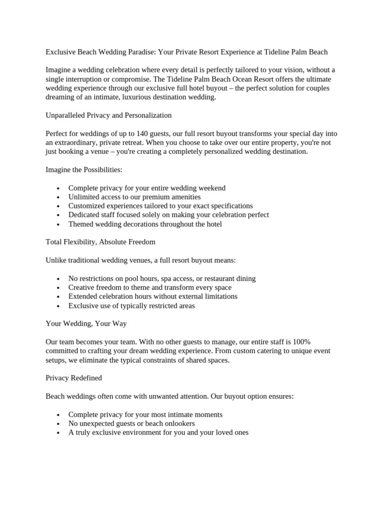 Wedding Buyout | PDF