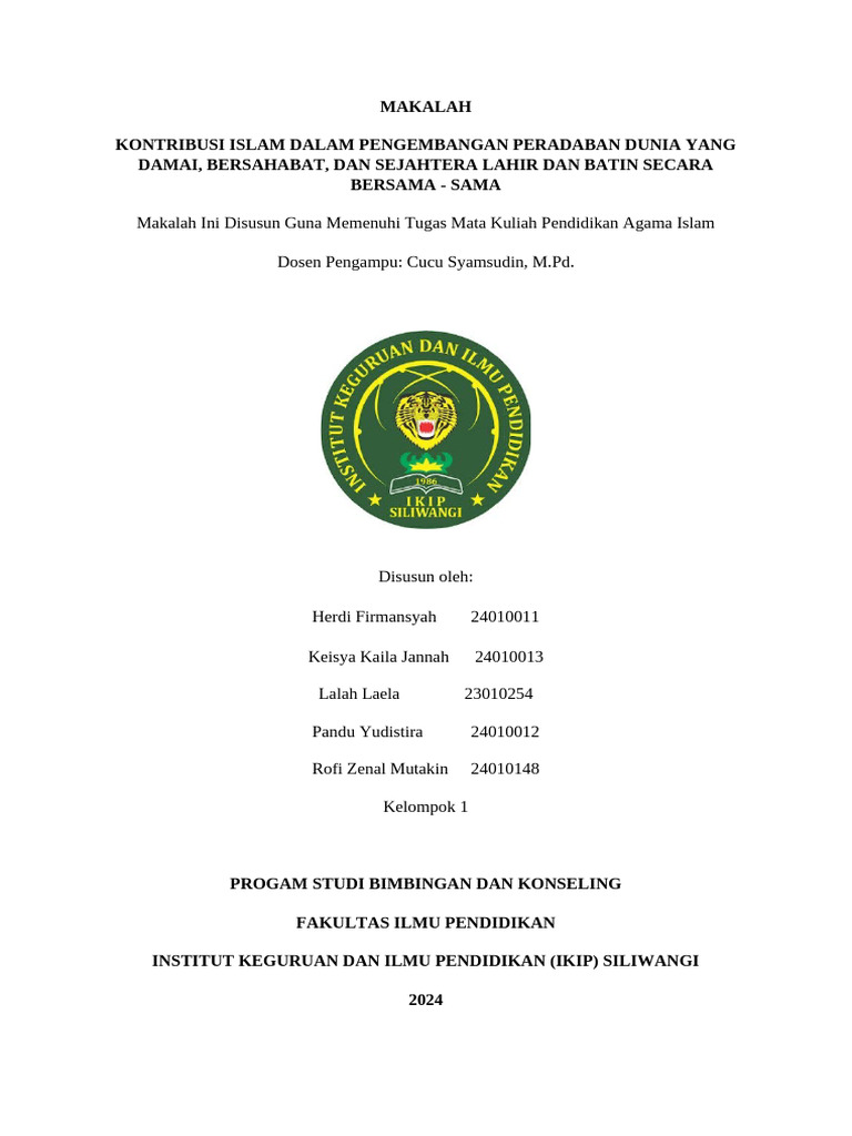 Kontribusi Islam Dalam Pengembangan Peradaban Dunia | PDF