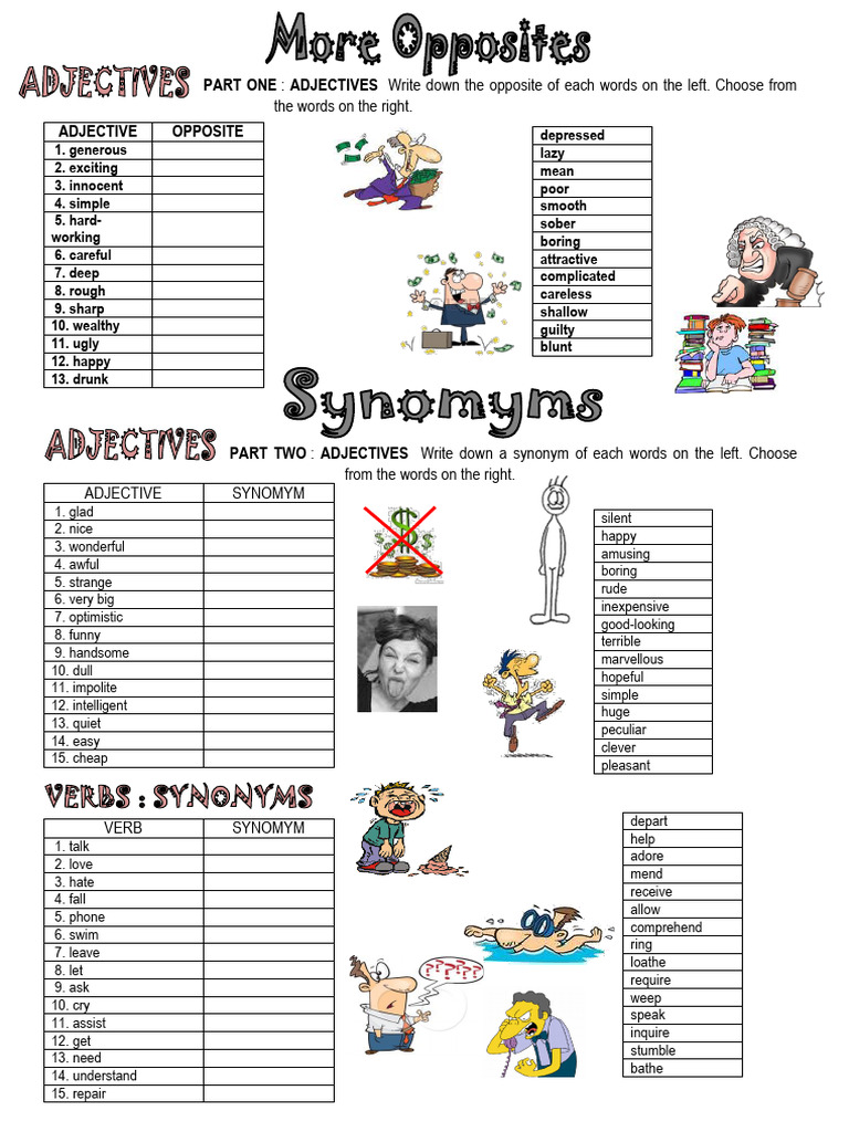 Sinonimos y Antonimos Homework | PDF | Semantic Units | Linguistics
