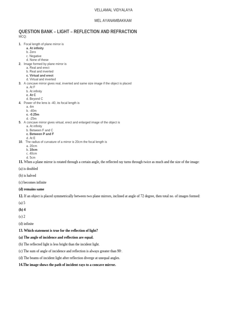 2024 - Physics QB | PDF | Mirror | Electromagnetic Radiation