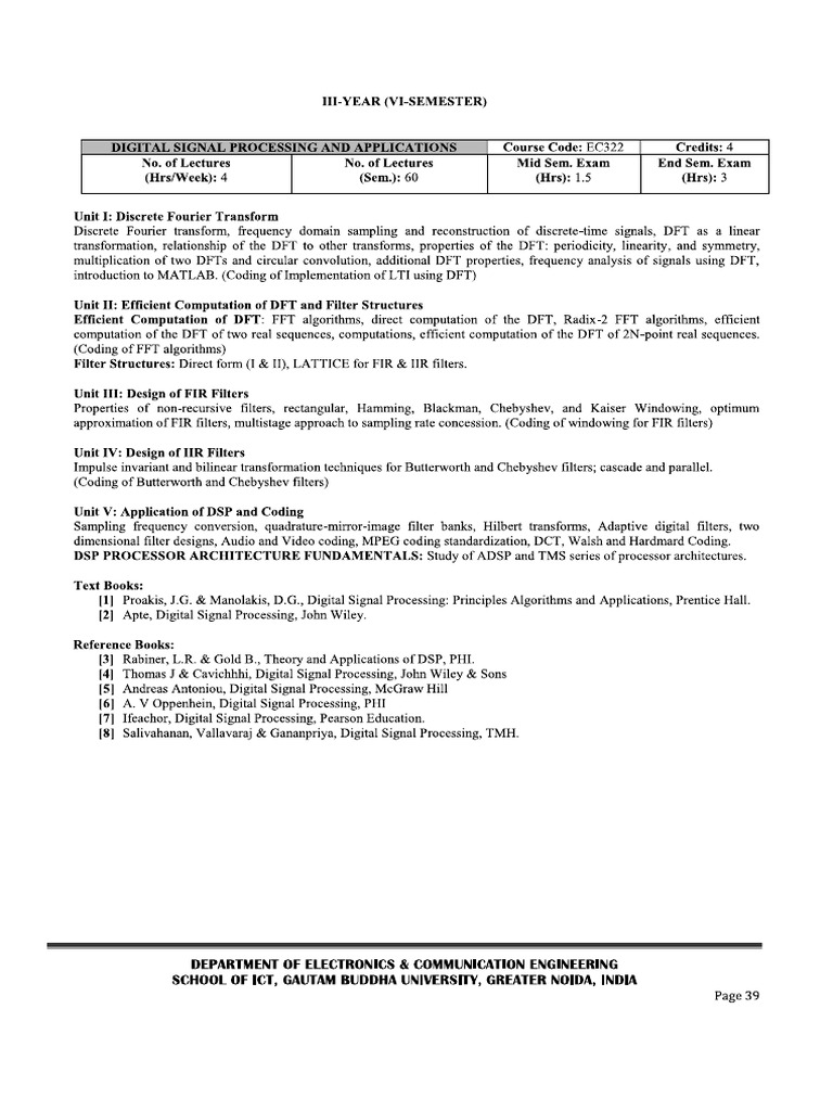 DSP 2024 Syllabys | PDF