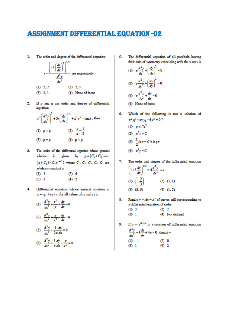 Assignment Differential Equation - 02 | PDF