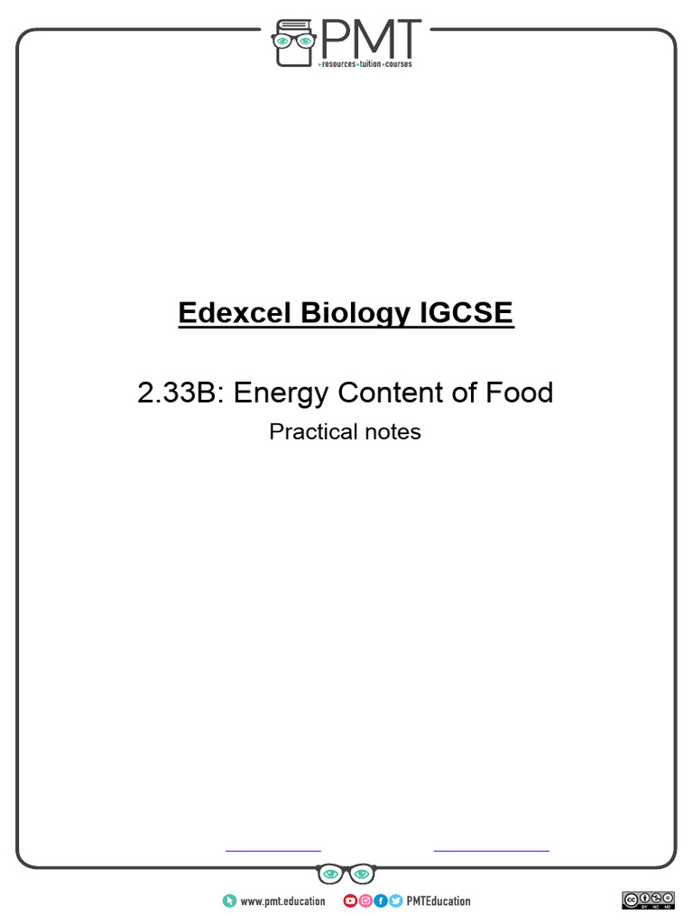 Energy Content in Food Practical Guide | PDF
