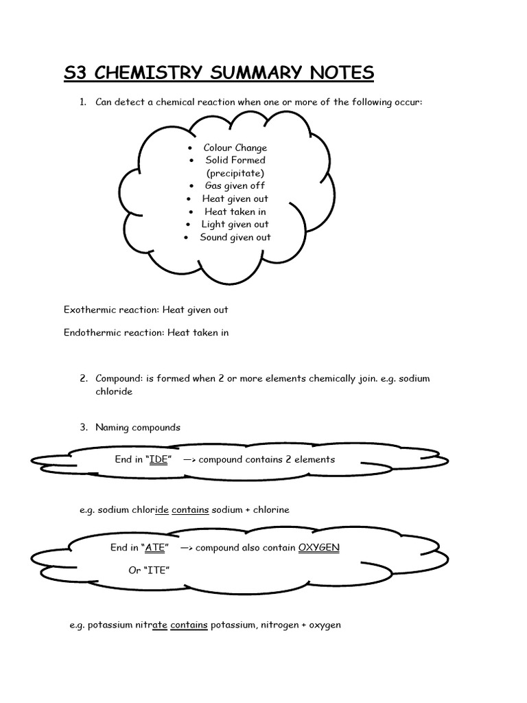 S3 Chemistry Study Guide | PDF | Ion | Ionic Bonding