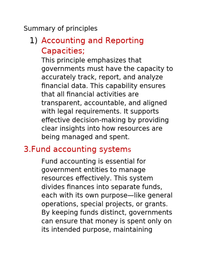 Summary of principles 2 | PDF | Fund Accounting | Financial Statement