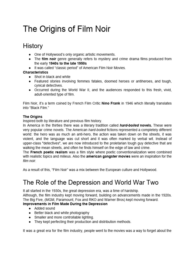 Film Noir: Origins and Influences | PDF | Film Noir | Crime Fiction