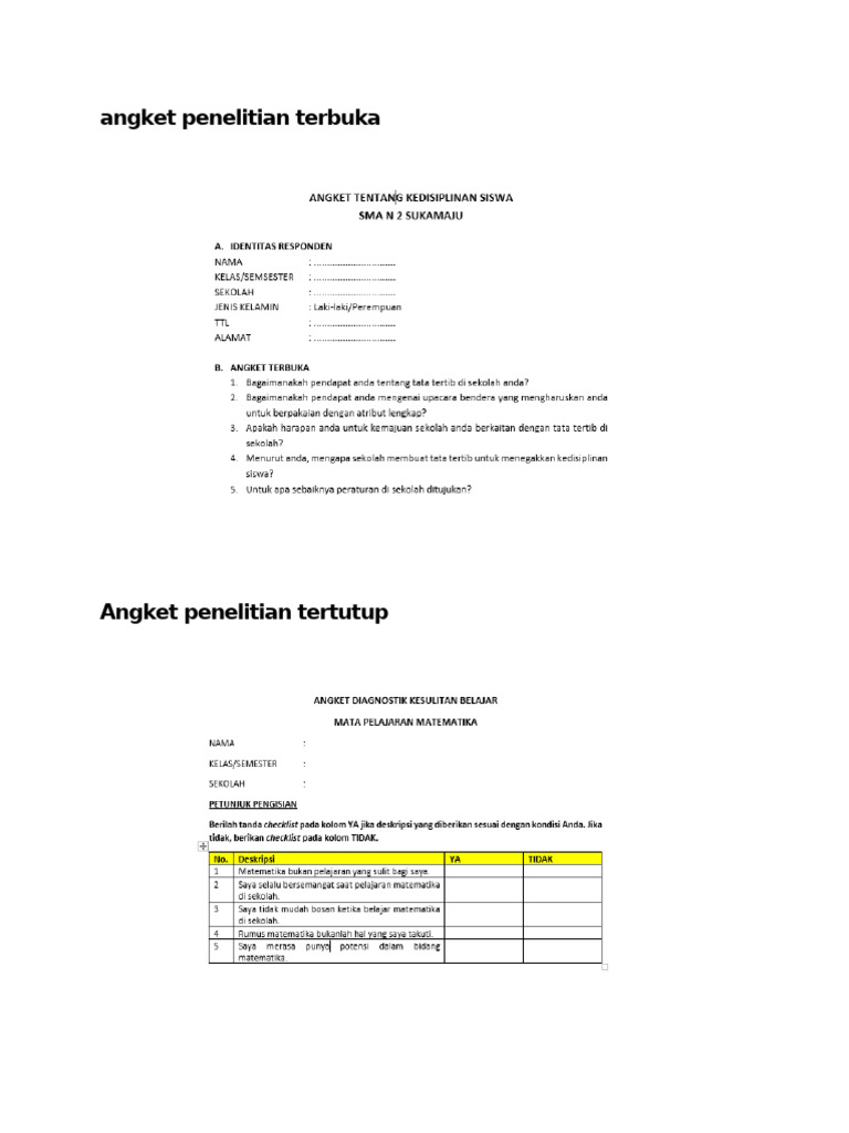 Contoh Angket | PDF