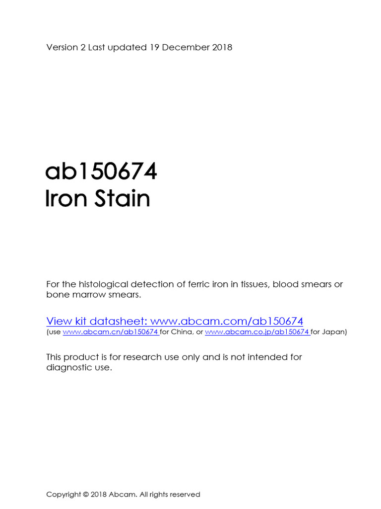 Ab150674 - Iron Stain - v2b (Website) | PDF | Staining | Iron