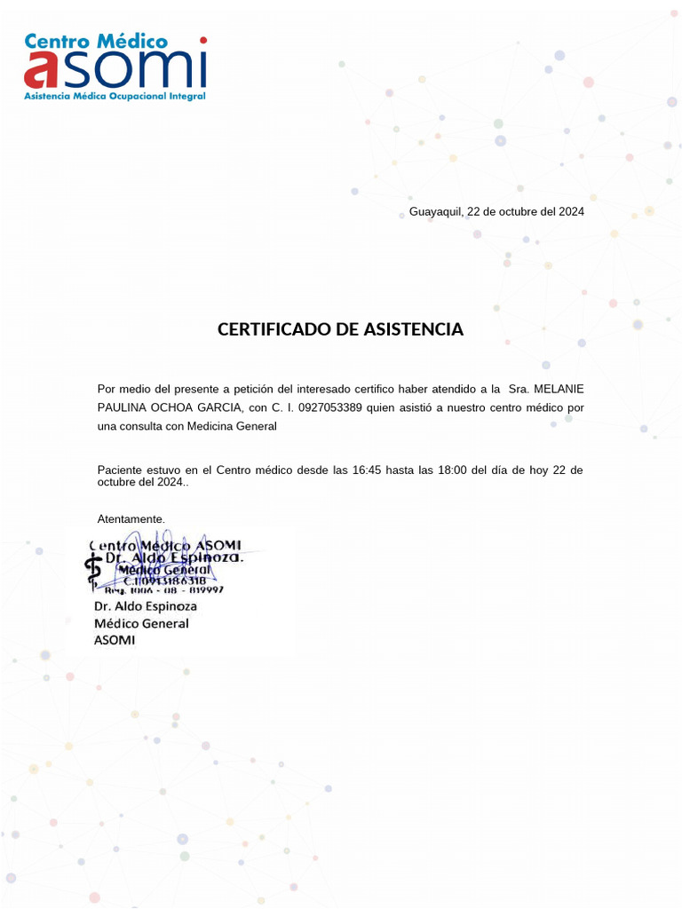 Modelo de Certificado de Asistencia | PDF | Bienestar