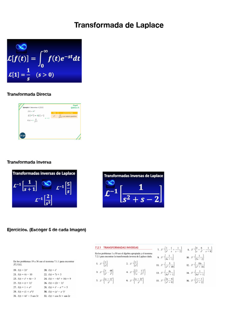 Transformada de Laplace Material y Ejercicios | PDF