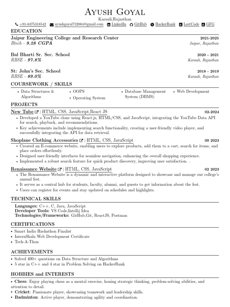ayush_resume | PDF | Web Development | Java Script
