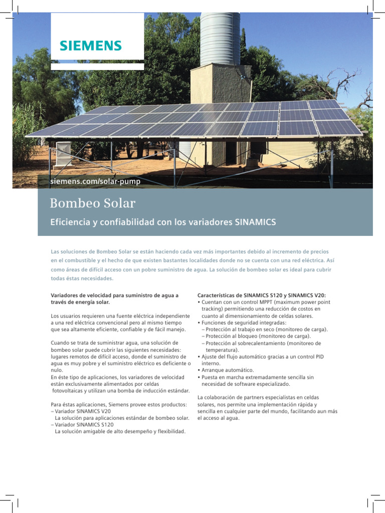Brochure Solar Pump ES | PDF | Ingenieria Eléctrica | Energía solar