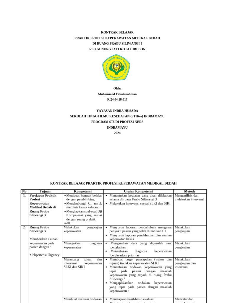 KONTRAK BELAJAR PS3 Fitra | PDF