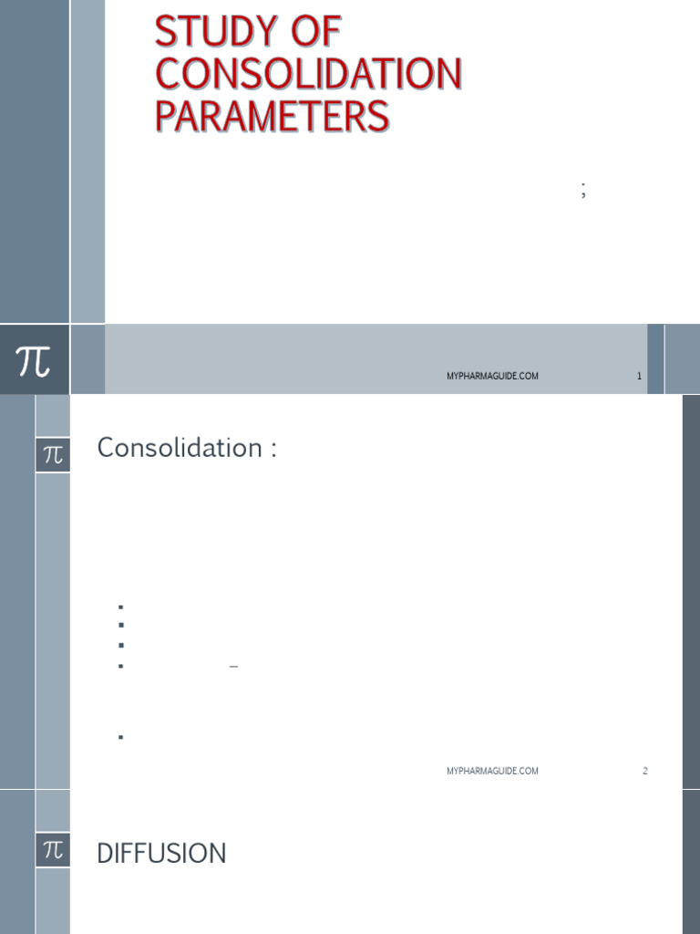 Study of Consolidation Parameters | PDF | P Value | Pharmacokinetics