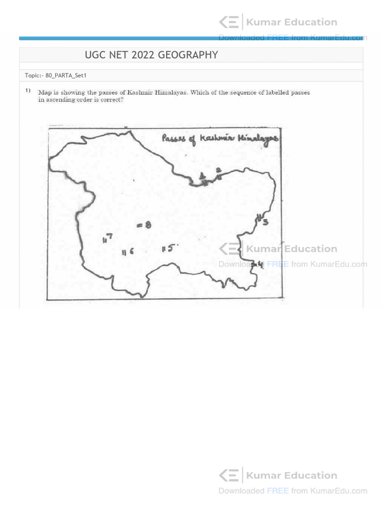UGC NET 2022 Geography Questions Set 1 | PDF