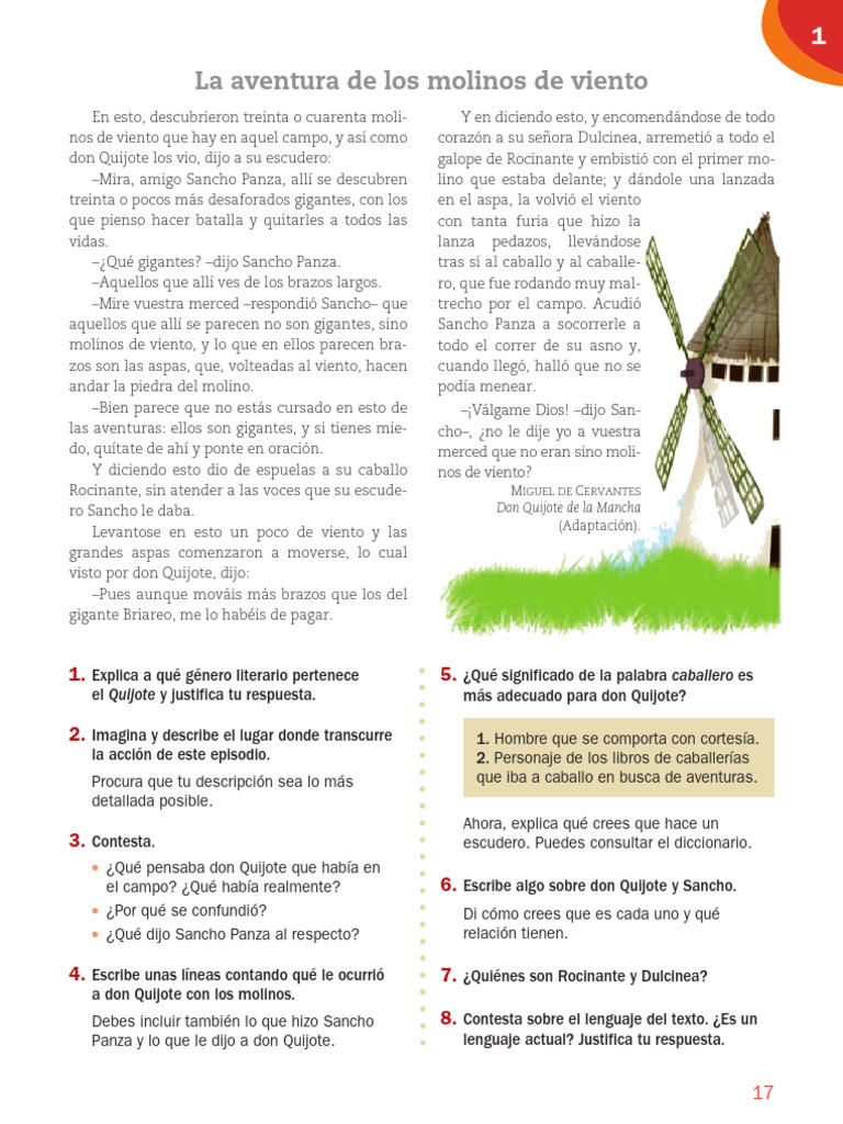 La Aventura de Los Molinos de Viento: Quijote Caballero | PDF | Don Quijote