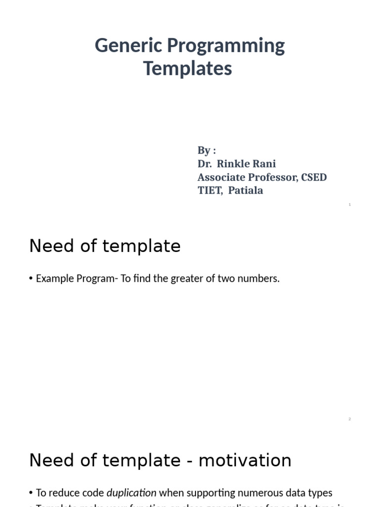 Understanding C++ Templates and Generics | PDF | C++ | Computer Science