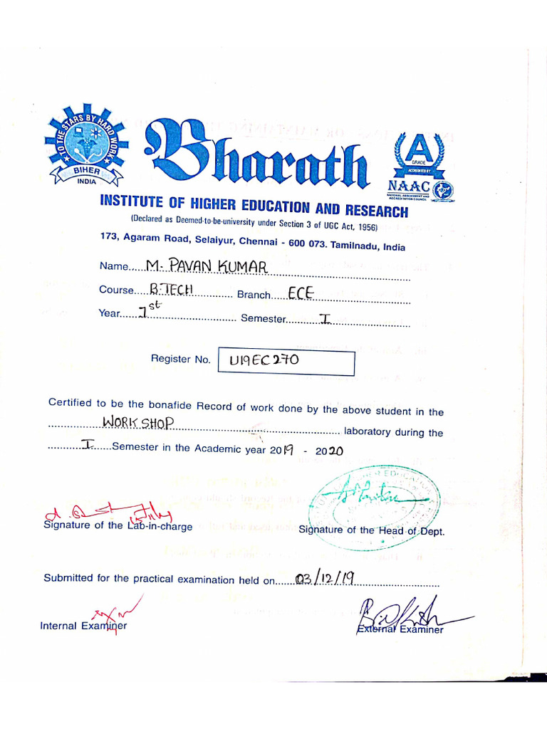 Workshop Lab Record | PDF