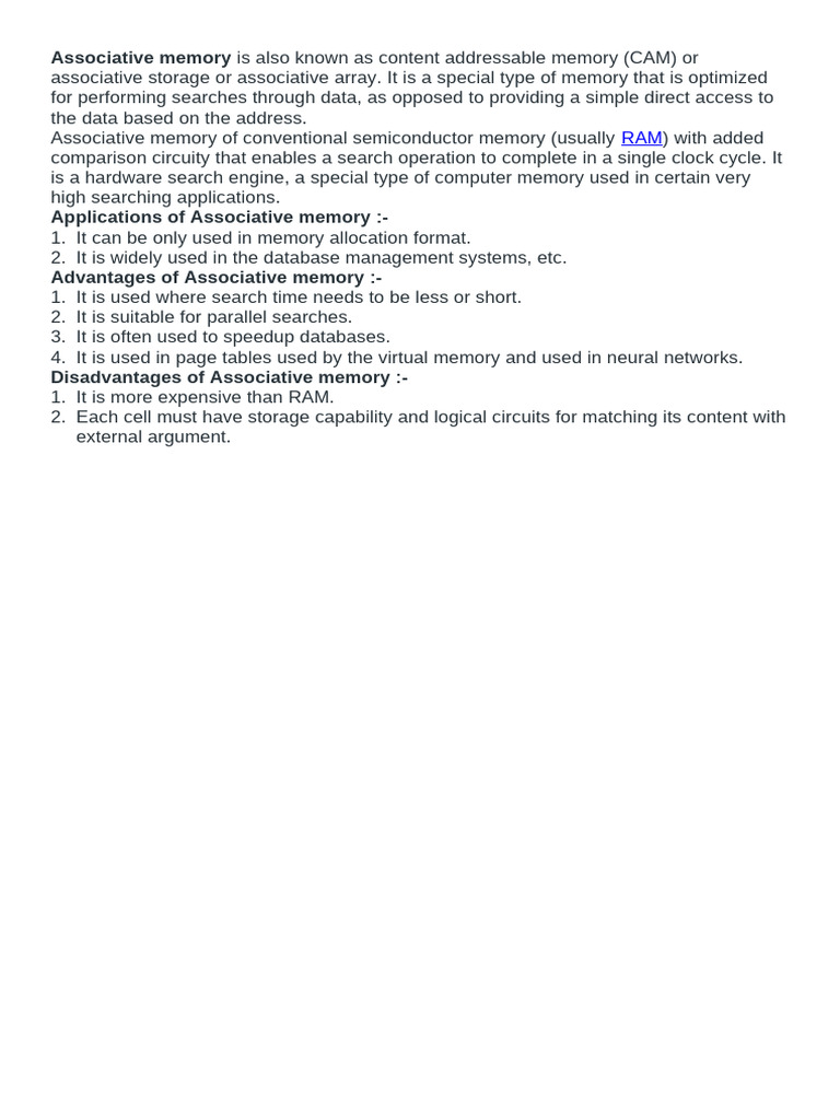 Associative memory | PDF | Cpu Cache | Computer Data Storage