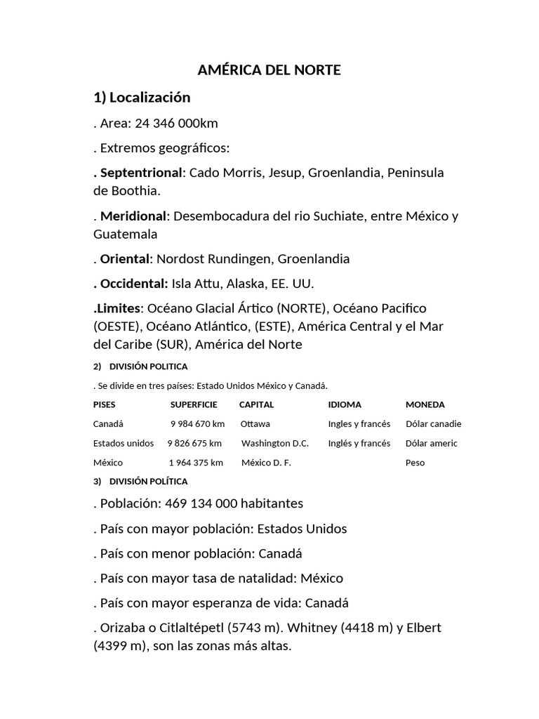 América Del Norte2 | PDF