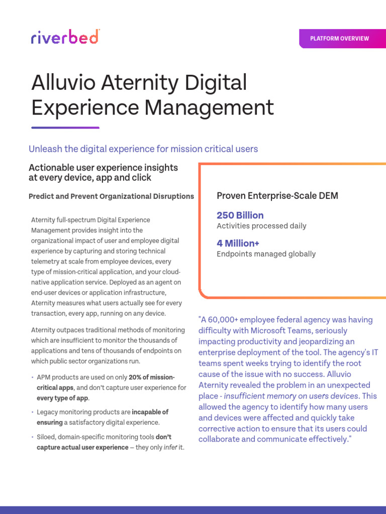 Aternity Dem Platform Solution Brief | PDF | Mobile App | Software