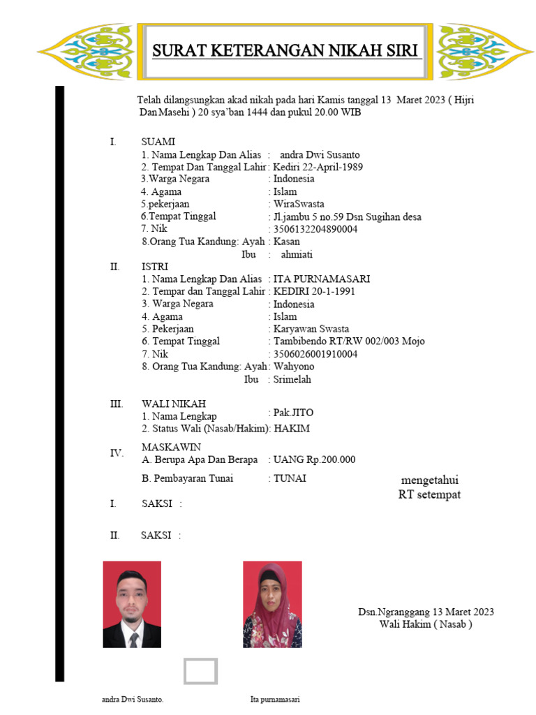 Idoc - Tips - Akta Nikah Siri | PDF
