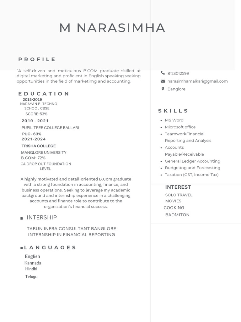 White Simple Student CV Resume | PDF | Career & Growth | Business