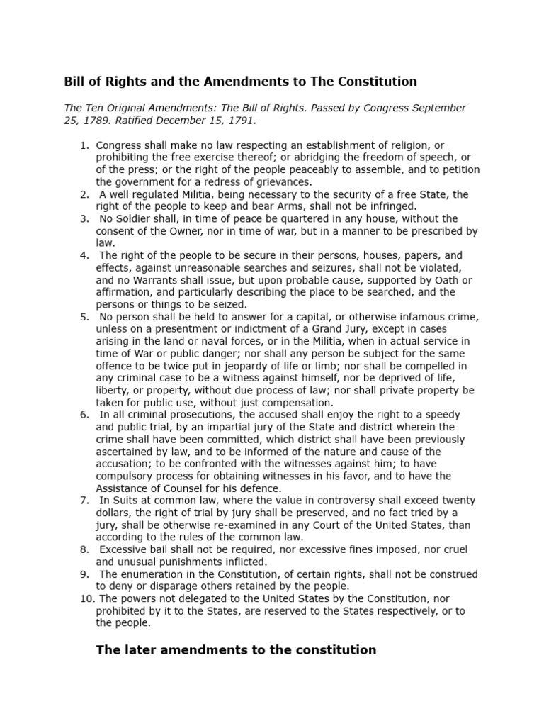 Overview of the Bill of Rights | PDF | American Government | Presidents ...