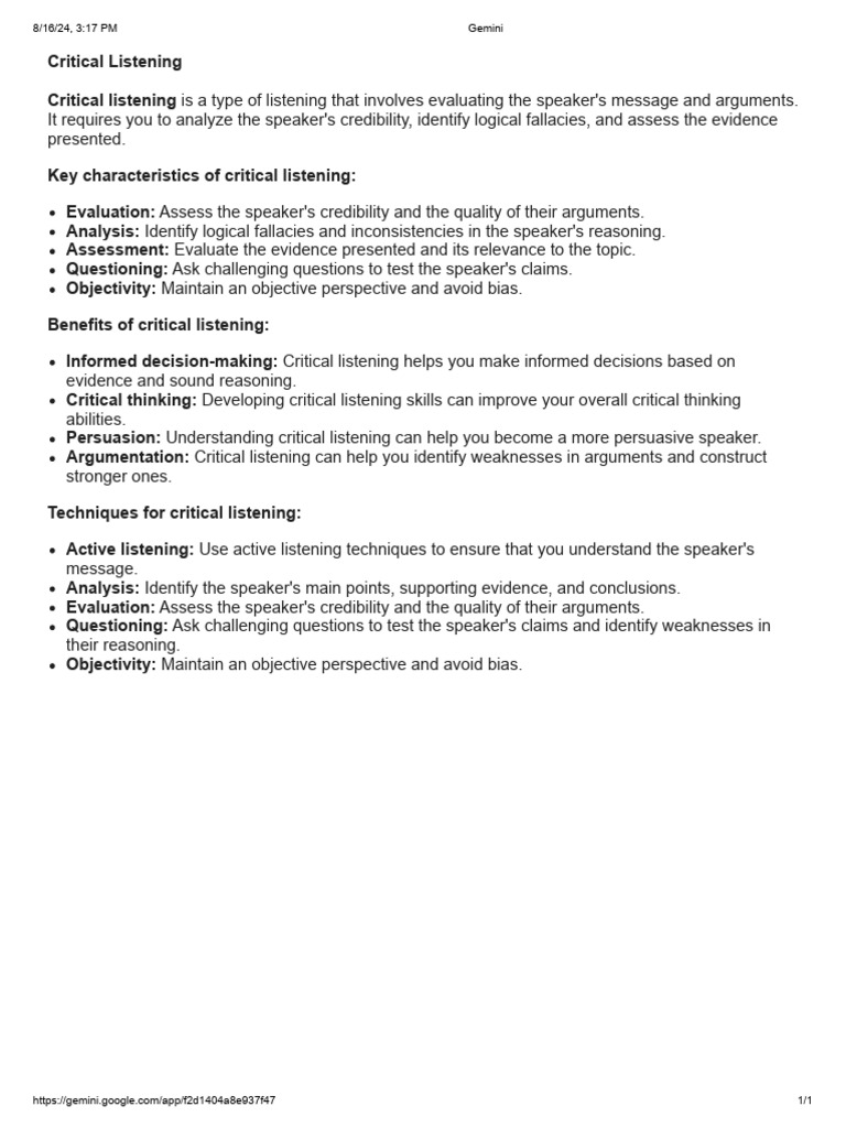 Critical Listening | PDF