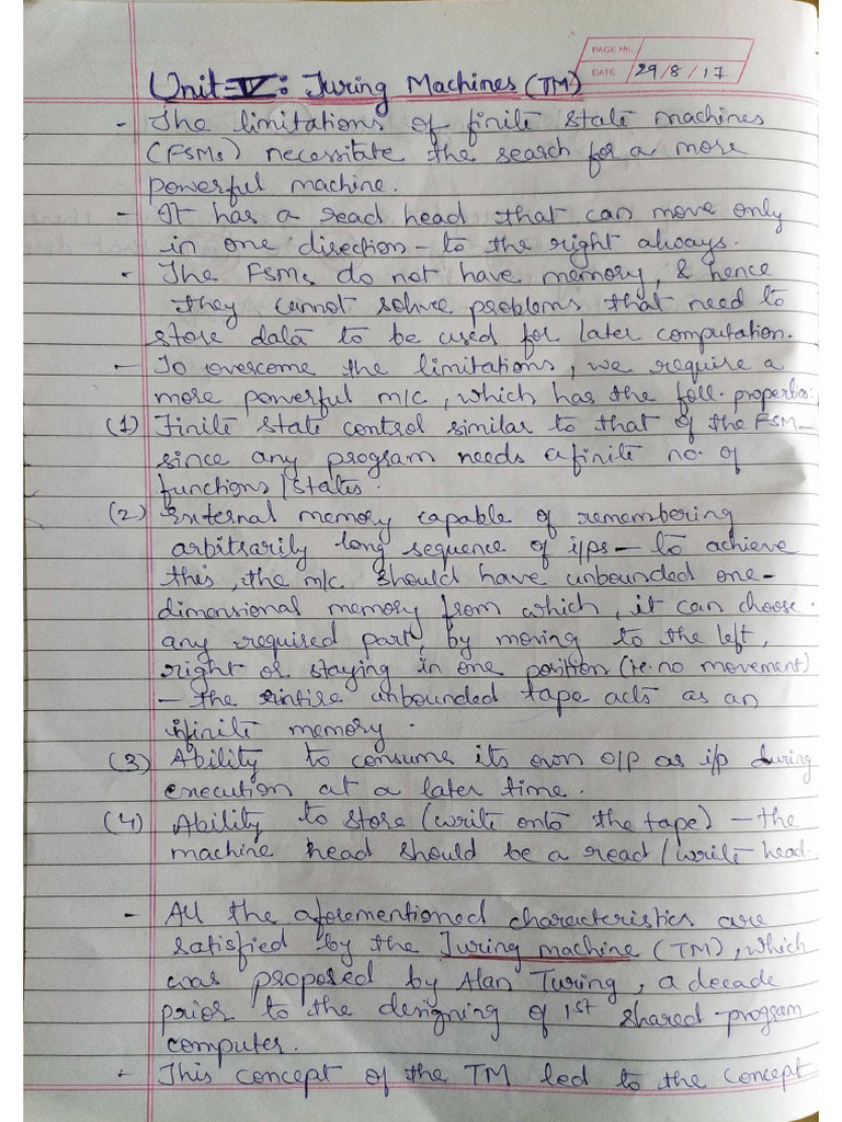 TOC Unit 5 Handwritten Notes | PDF
