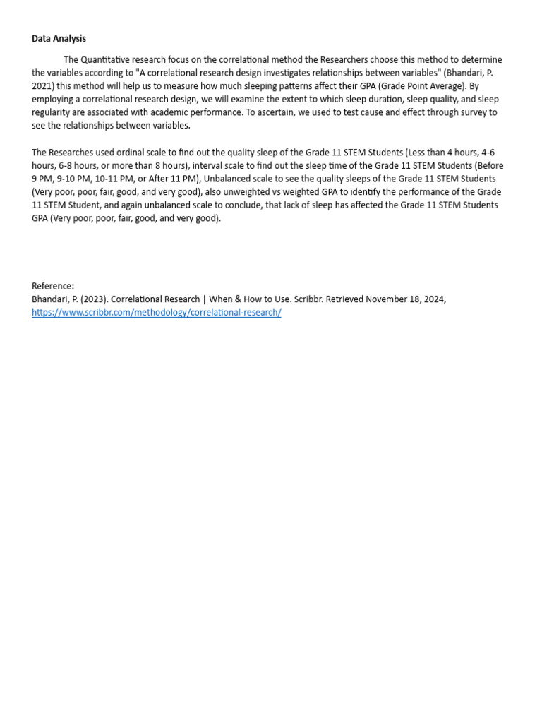 Sleep Patterns and GPA Correlation Study | PDF
