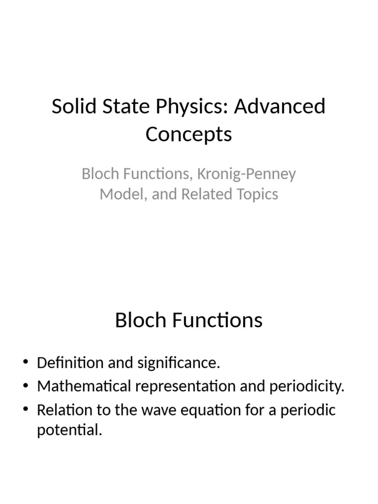 Advanced Solid State Physics Concepts | PDF | Technology & Engineering