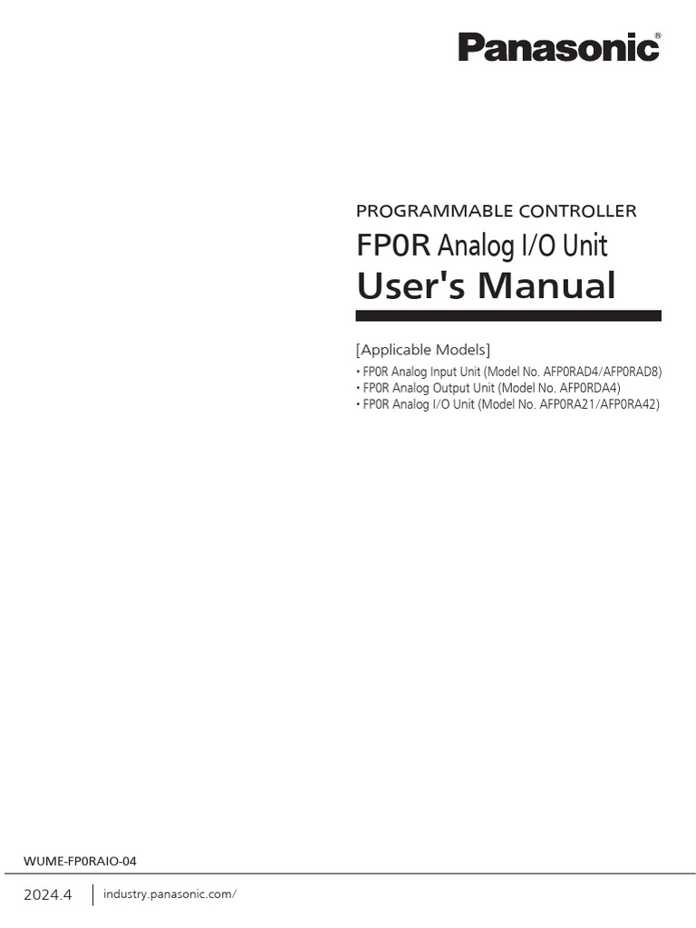 Fp0r Aio Users e | PDF | Power Supply | Input/Output