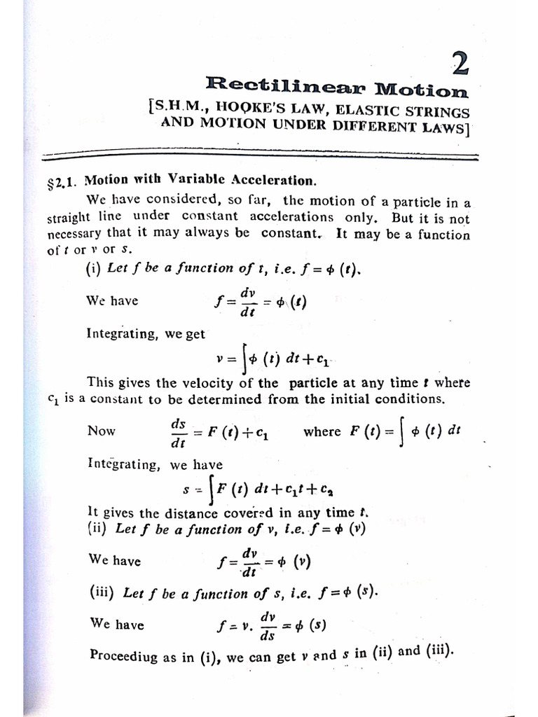 Rectilinear Motion Dynamics Book PDF | PDF
