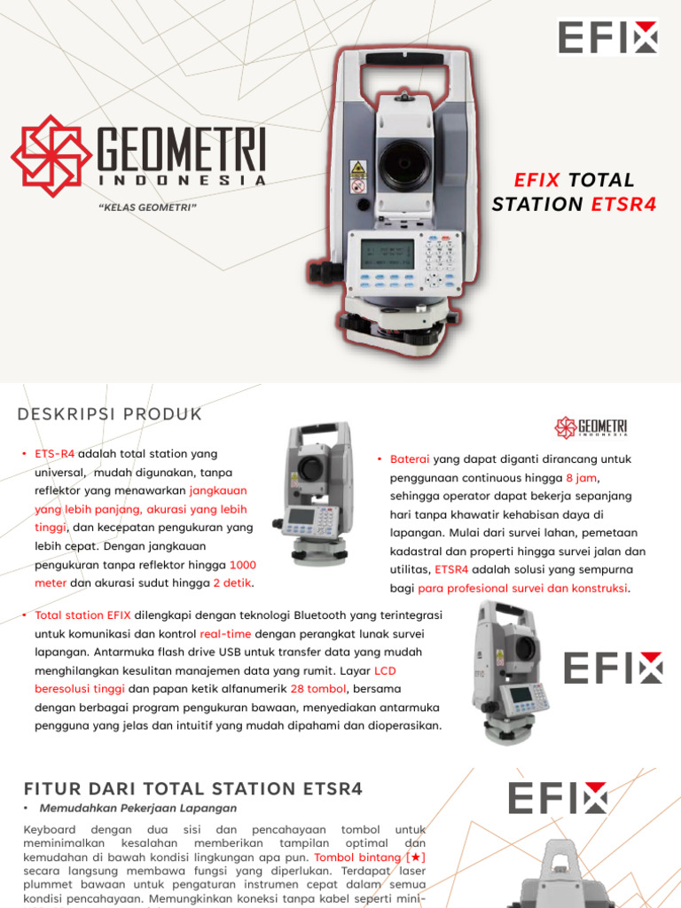 Manual Total Station Efix - by Geometri - Id | PDF | Teknologi & Rekayasa