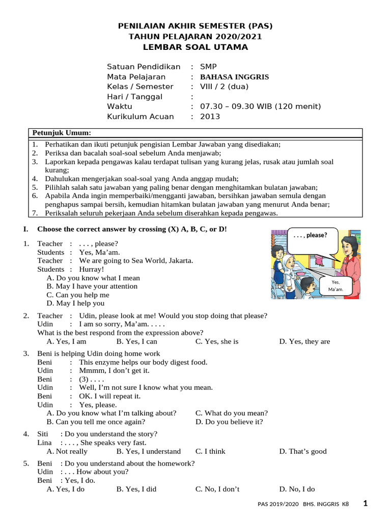 PAS 2 kelas 8 Bahasa Inggris 2021 | PDF