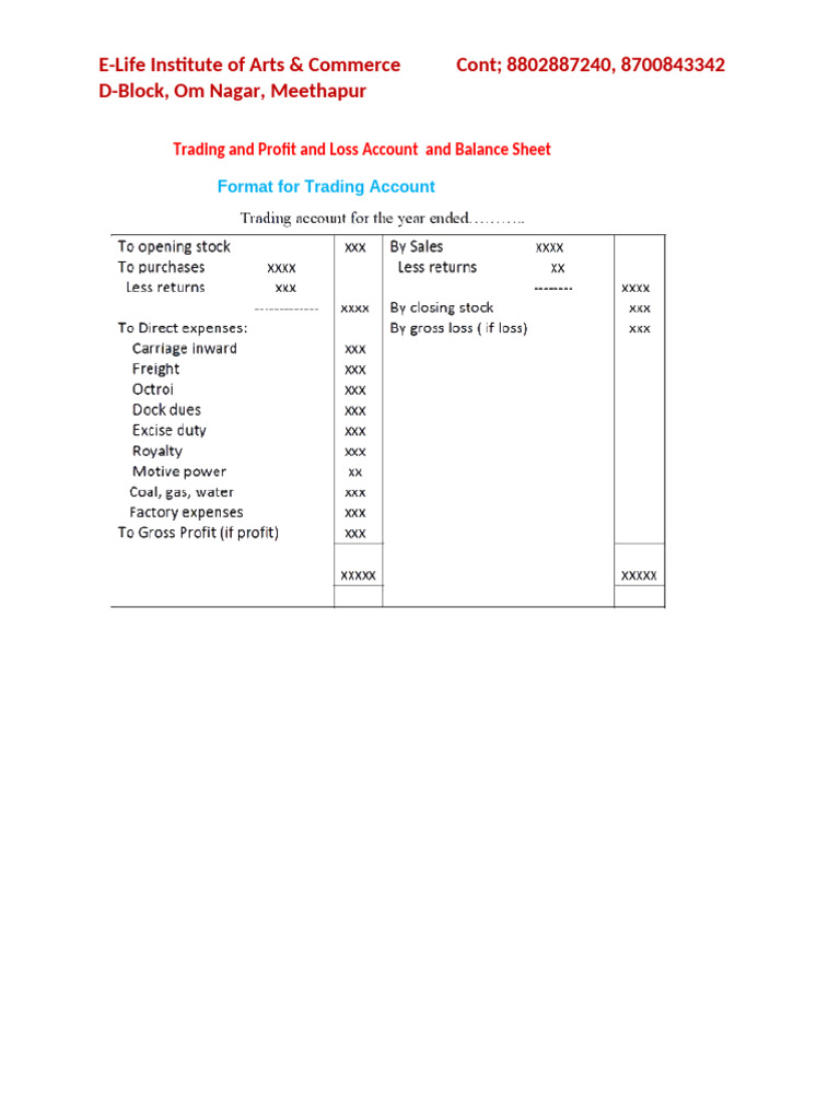 Trading and Profit & Loss Account Guide | PDF | Income Statement | Expense