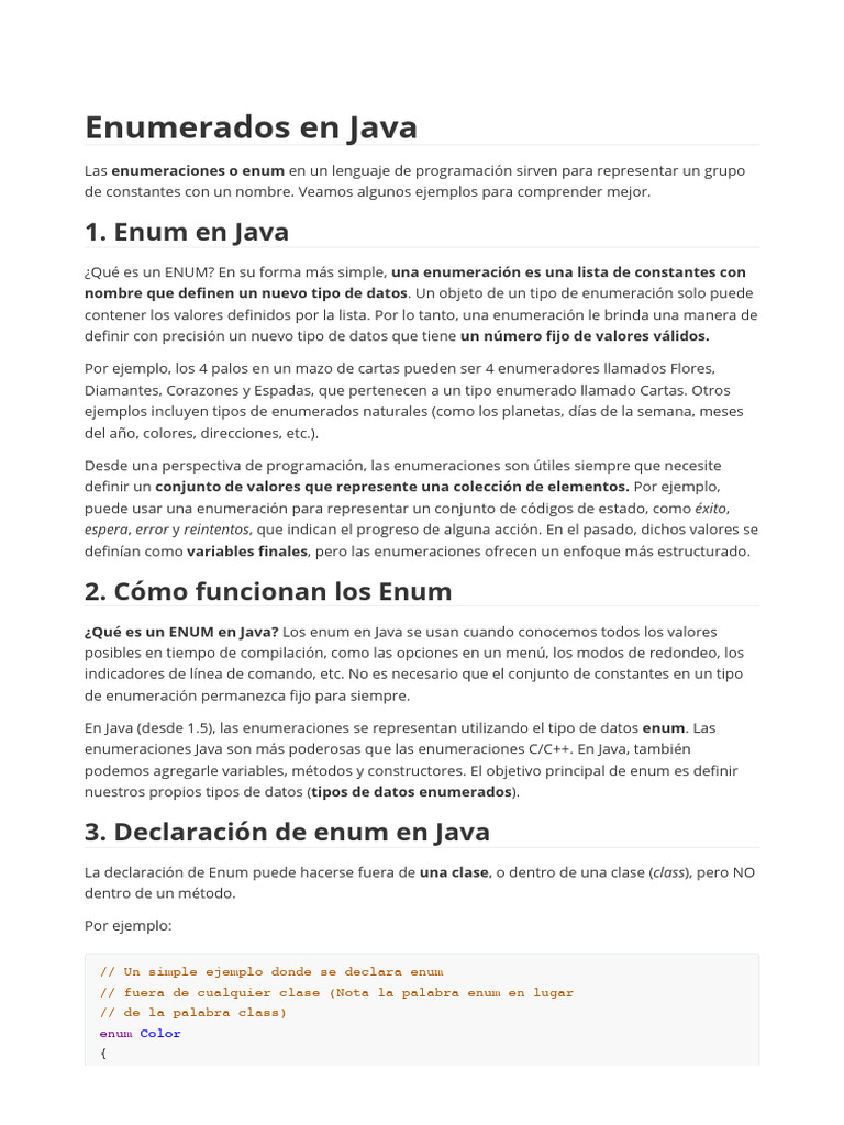 03 Enumerados En Java Pdf Java Lenguaje De Programación Constructor Programación