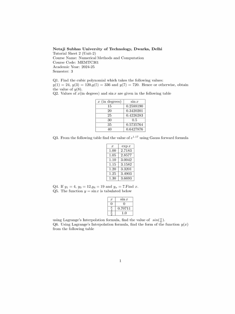 Tut Sheet of Unit 2 | PDF