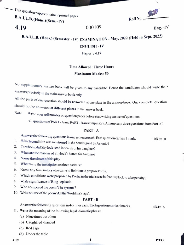 4th Sem 2022 Paper | PDF | Partnership | Guarantee