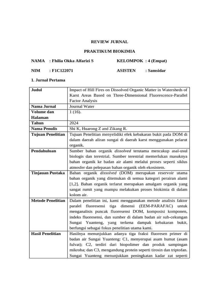 REVIEW JURNAl Biokimia | PDF | Sains & Matematika