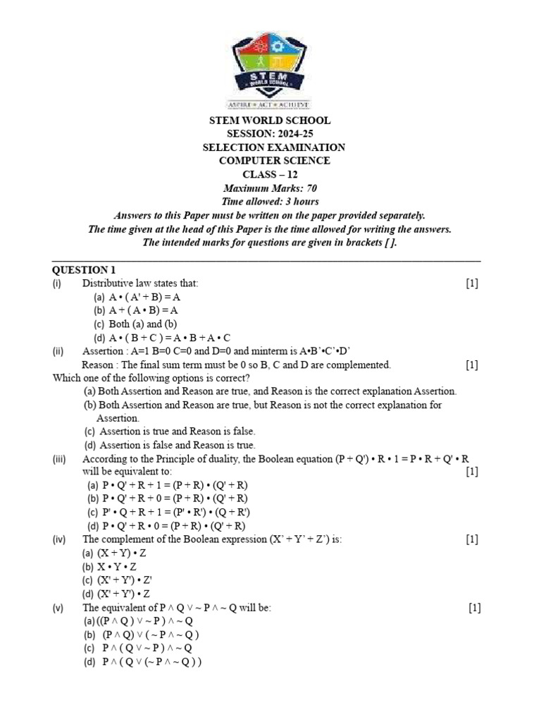 Class 12 Selection 24-25 | PDF | Integer (Computer Science ...