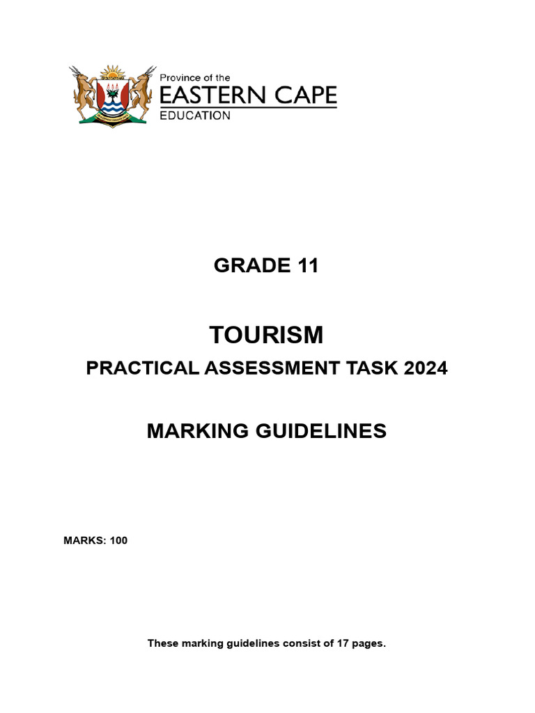 GRADE 11 Tourism PAT 2024 Marking Guideline (Eng) - ECDOE | PDF | Business