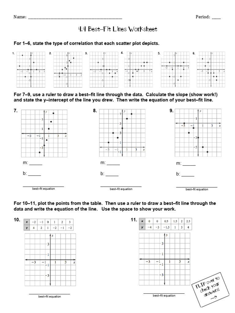 4.4 Best-Fit Lines by Hand Practice Worksheet - Exp | PDF