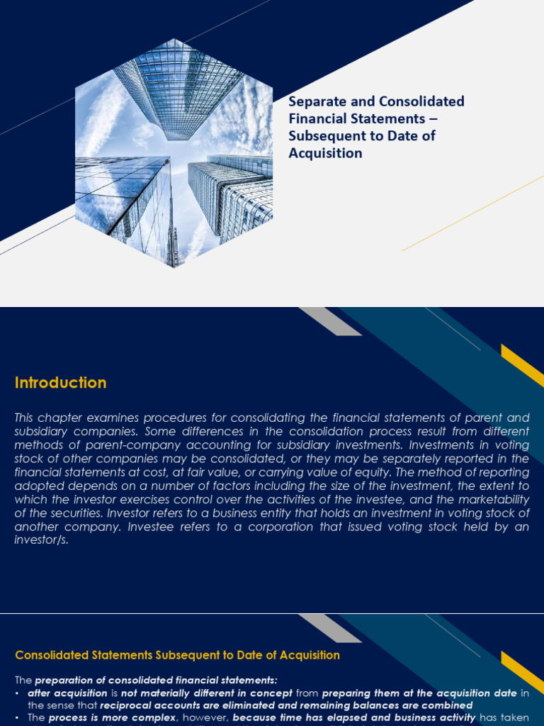 Conso FS Subs To Acq Date | PDF | Consolidation (Business) | Equity (Finance)