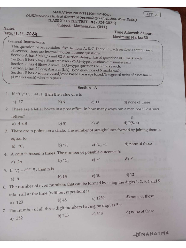 Math Ct 4 Qp Set A B Pdf