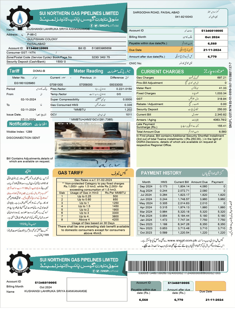 SNGPL - Web Bill | PDF | Money | Payments