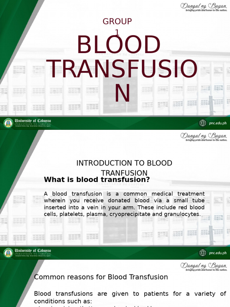 Group 1 Blood Transfusion | PDF | Blood Type | Blood Transfusion