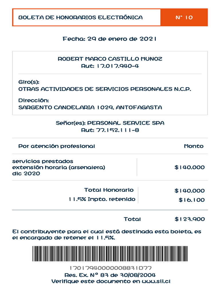 17017940-4 Boleta 10 | PDF